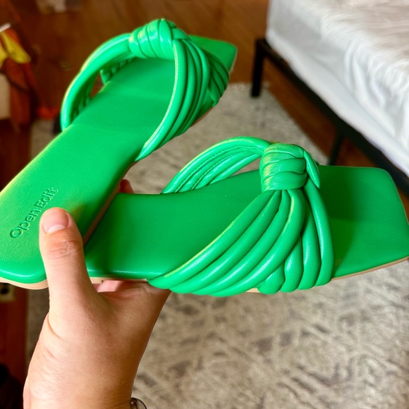 Open Edit | Shoes | Open Edit Lilah Knot Slide Sandal Green 1 Nwot ...